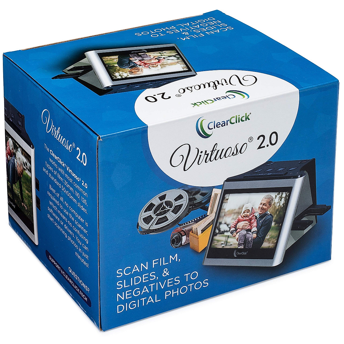ClearClick Virtuoso 2.0 (Second Generation) 22MP Film & Slide Scanner with Extra Large 5" LCD Screen - Convert 35mm, 110, 126 Slides and Negatives to Digital Photos
