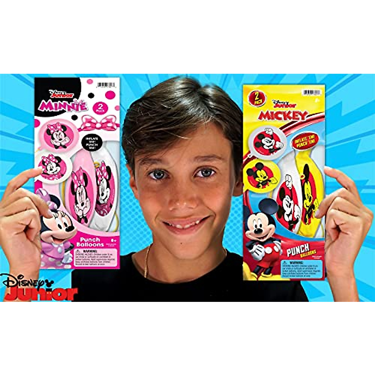 JA-RU Disney Micky & Minnie (12 Balls in 6 Packs) Punch Balls Balloons Fidget Ball Inflate & Punch Fidget Toy Inflatable Big Bounce Ball Stress Relief Punching Bag Toy for Kids. Ass-7807-6