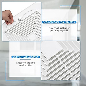 Baquler Exhaust Bathroom Fan Cover Bathroom Ceiling Fan Grille with Springs Plastic Replacement Vent Cover Wall Mount for Square Ceiling for Ventilation Fan (1, 12 x 12'')