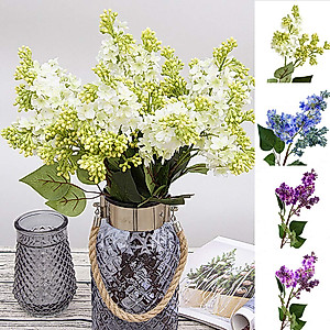 Connoworld-1Pc Artificial Lilac Fake Flower Garden Wedding Bouquet Party Home Cafe Decor - White