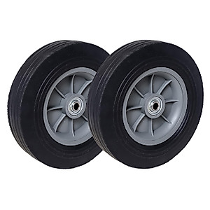 10" Wheel | Flat Free Solid Rubber with 3/4" Ball Bearings | For Handtrucks, Tilt Trucks, Totes, Carts, Dollies, Hoppers, Power Washers and Other Mobile Equipment