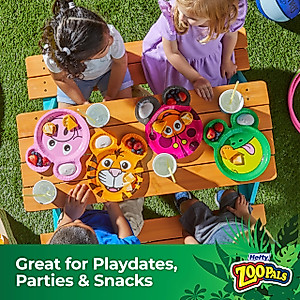 Hefty Zoo Pals Party Edition Paper Plates for Kids, Assorted Animal Designs, 7.75 Inches with Two Dipping Compartments, 20 Count
