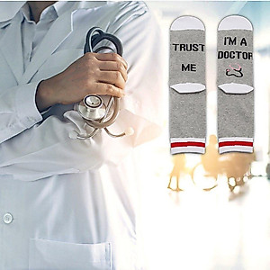 GJTIM 2 Pairs Funny Doctor Gift Trust Me I’m A Doctor Socks Thank You Doctor Appreciation Socks for Medical Doctor (Trust Me I’m A Doctor)