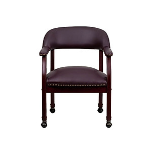 Flash Furniture Diamond Burgundy LeatherSoft Conference Chair with Accent Nail Trim and Casters