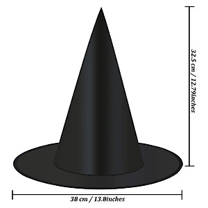 Elcoho 10 Pack Halloween Costume Witch Hat Halloween Costume Accessory for Holiday Halloween Party, Black