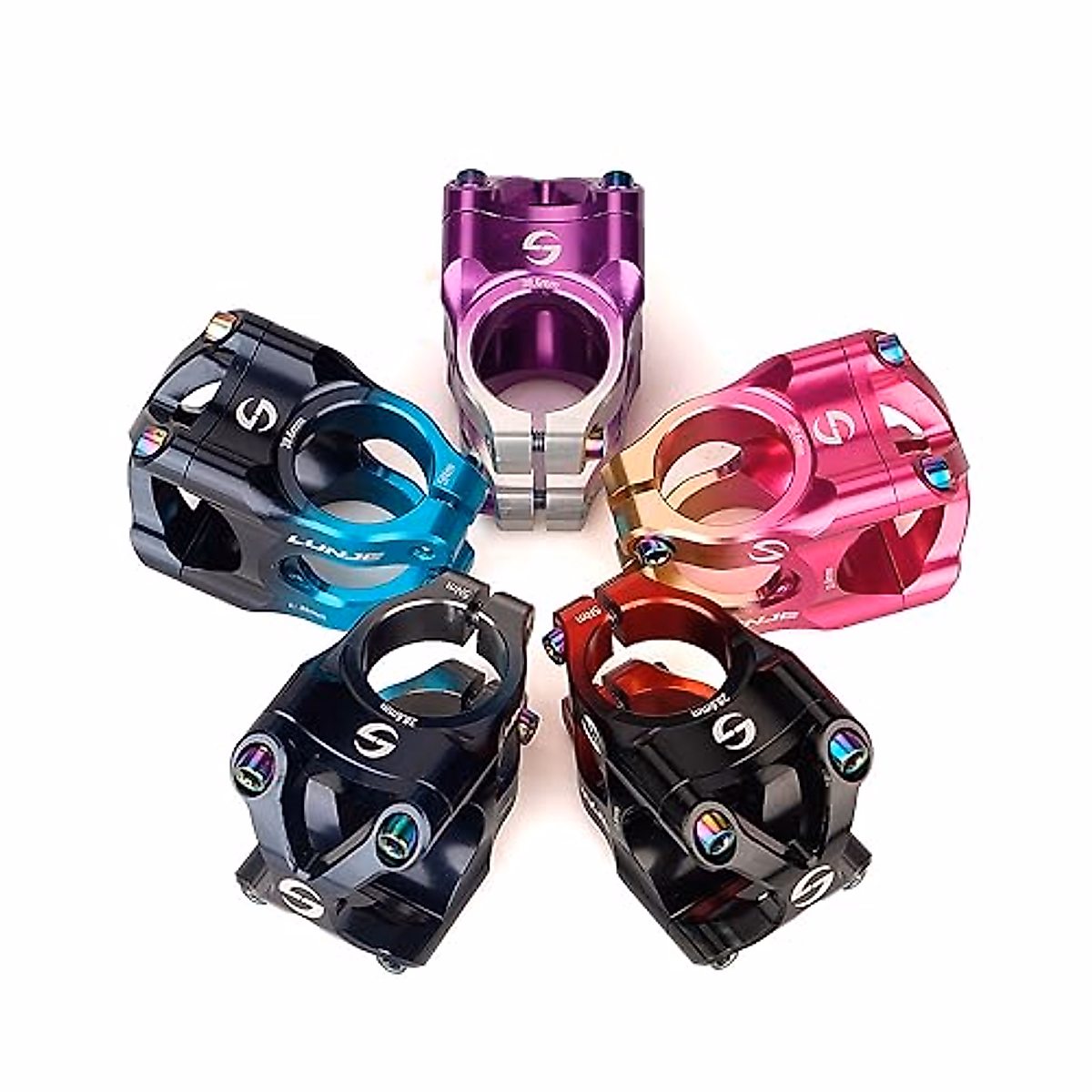 Bike Stem 31.8 * 35mm Short Gradient Bicycle Handlebars Riser Lightweight CNC Aluminum 28.6 for Mountain Bike Enduro Trail AM XC (Black Gradient Red)