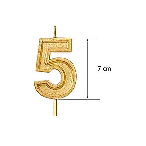 2.76 inch Gold 65th Birthday Candles,Number 65 Cake Topper for Birthday Decorations