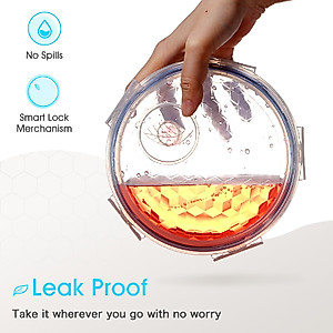 NUTRIUPS 0.9L/30 Oz Glass Food Storage Container, Small Food Storage Container with Leakproof Airtight Lids, Meal Prep Containters -Microwave Safe & Oven Safe (NOT THE LIDS)-Round