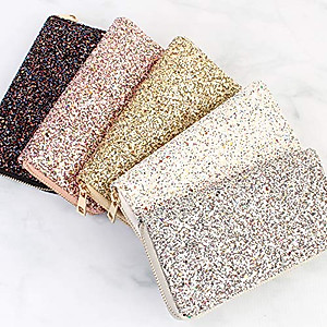 MYS Collection RIAH FASHION Rainbow Glitter Zip Around Wallet - Sparkly Confetti Single Zipper Clutch Purse with Card Slots (Rainbow - Silver)
