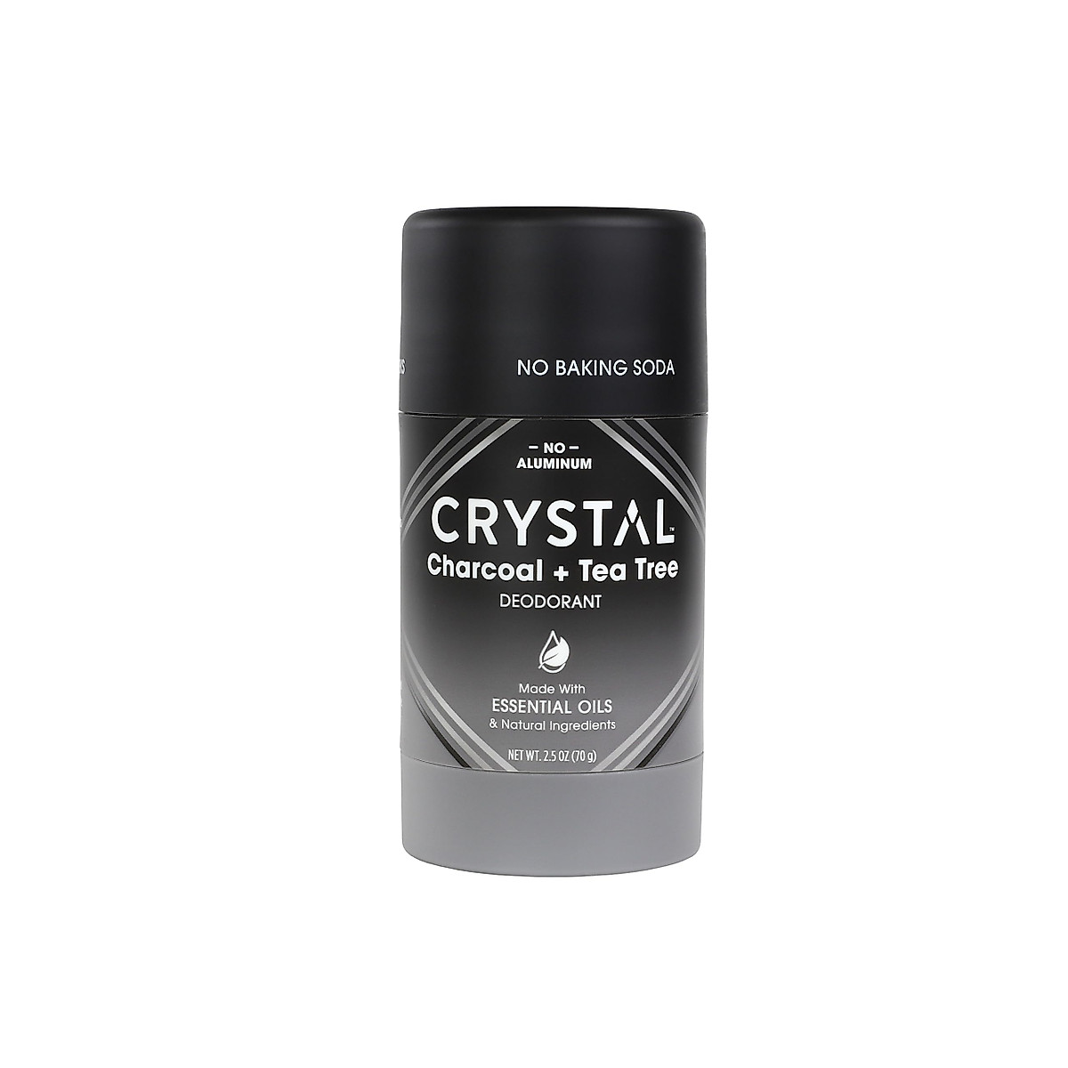 Crystal Magnesium Solid Stick Natural Deodorant, Non-Irritating Aluminum Free Deodorant for Men or Women, Safely and Effectively Fights Odor, Baking Soda Free, Charcoal & Tea Tree, 2.5 oz
