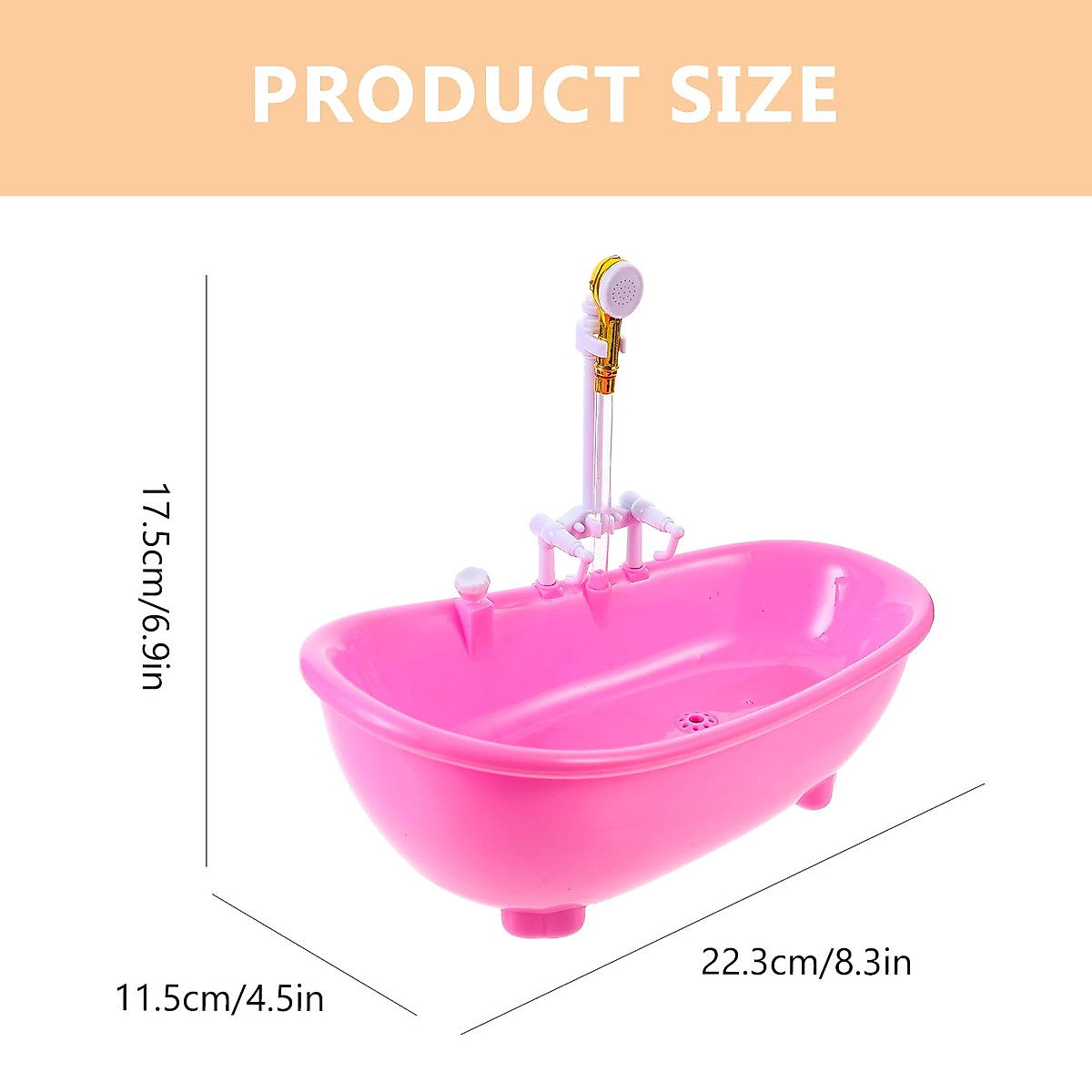 Toyvian Toy Bathtub for Dolls, Baby Doll Real Working Bath Set Electric Bathtub with Shower and Faucet Pretend Play Toy Play Water Accessories Fits Most Dolls ​Up to 12''