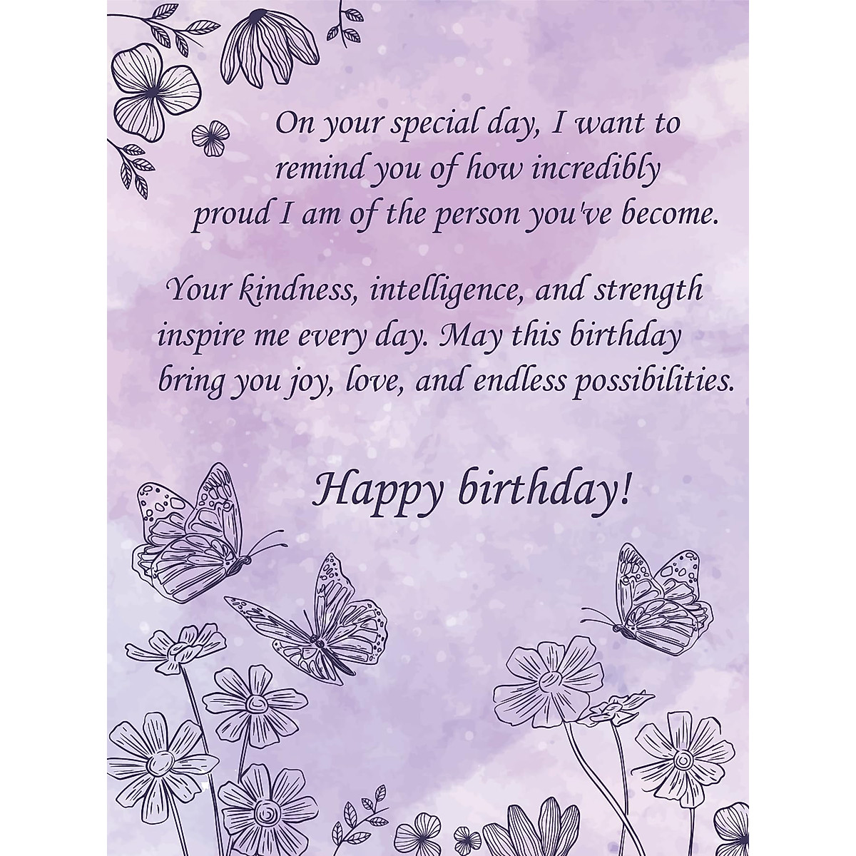 Daughter Birthday Card - | Made From Real Bamboo | 6" X 4.5" - 1 Pack (With Envelope) | Laser Cut, Butterfly Themed Birthday Card For Daughter or Step-Daughter | ( Birthday Card Daughter )