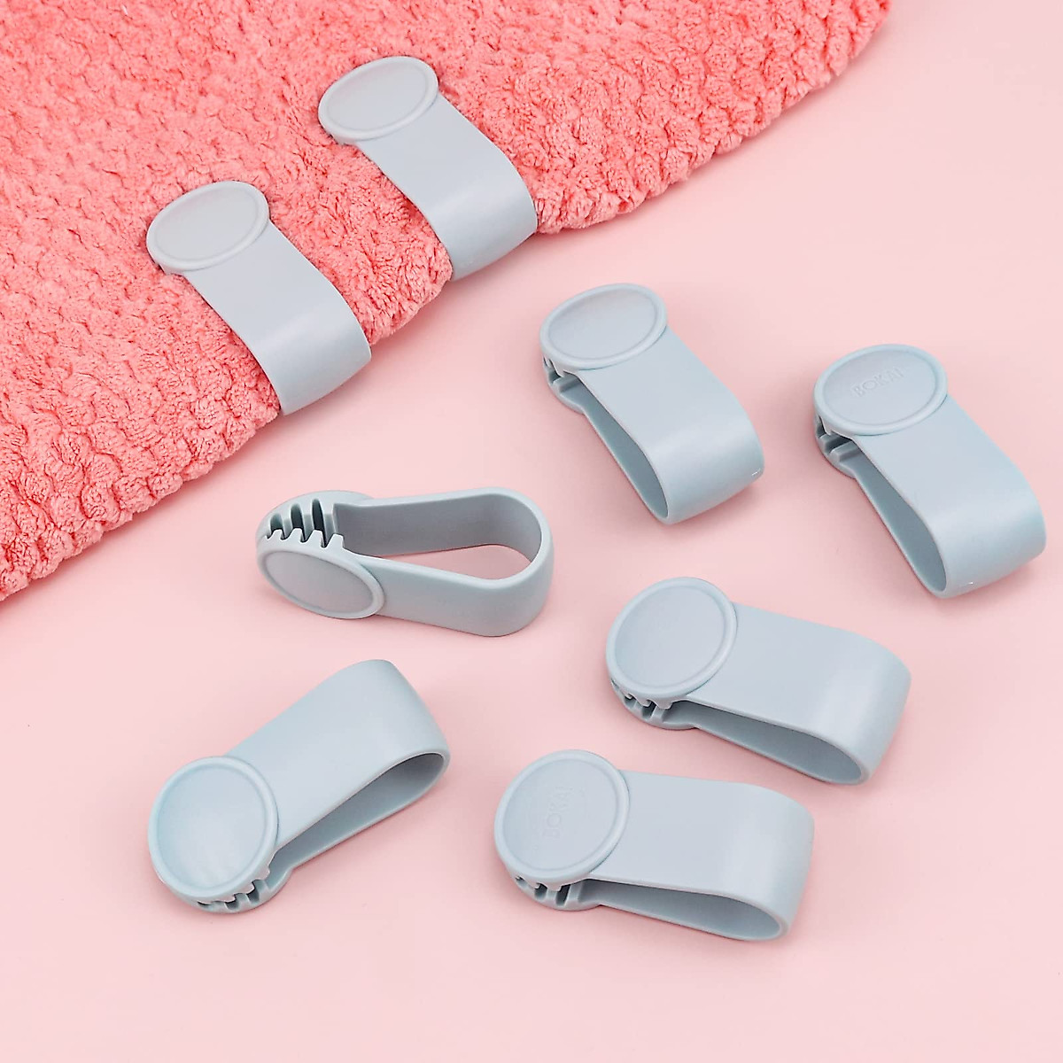 Hipruict Hand Towel Clips for Kitchen,Towel Clip,8 Clip, No Paper Towels on The Ground, Simple and Blue, Suitable for Fixing Towels on The Oven, Dishwasher, Stove (Blue)