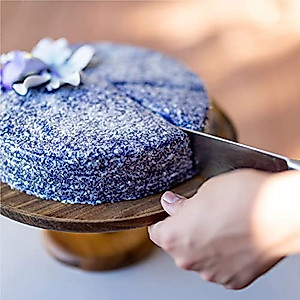 Acacia Wood Cake Stand - 10 inch Durable Rustic Wooden Cake Stand for Weddings Birthday Parties - Pedestal Cake Platter, Cupcake and Dessert Stands for Table by HobbiCo.