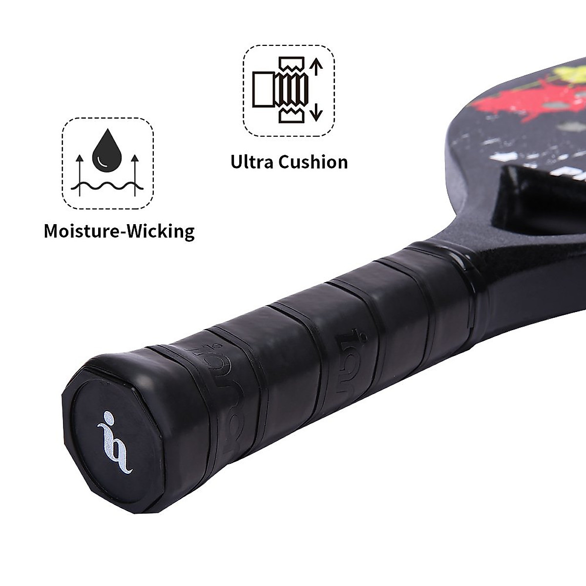 IANONI Beach Tennis Racket, Carbon Fiber Grit Face with EVA Memory Foam Core Beach Tennis Racket (Black)