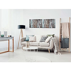 artgeist Canvas Wall Art Print Quotes Family 47x16 in - 1pcs Home Decor Framed Stretched Picture Photo Painting Artwork Image - Family House Faux Wood m-A-0956-b-a