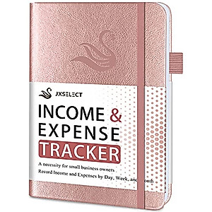 JXSELECT Elegant Income and Expense Tracker Notebook – Accounting Ledger Book for Small Business Owners – Income and Expense Log Book with – Undated Bookkeeping Record Book, 5.7″ x 8.5″ (Rose Gold)