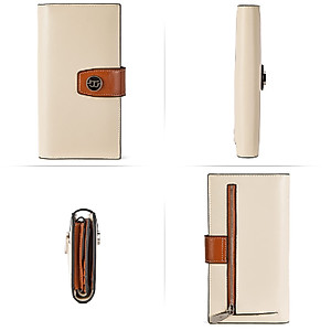 BOSTANTEN Genuine Leather Backpack Purse Casual College Travel Bags for Women and Womens Wallet Genuine Leather Wallets Large Capacity Cash Cluth Purses with Zipper Pocket