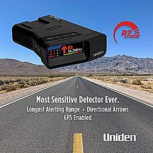 Uniden R7 EXTREME LONG RANGE Laser/Radar Detector, Built-in GPS w/ Real-Time Alerts, Dual-Antennas Front & Rear w/Directional Arrows, Voice Alerts, Red Light Camera and Speed Camera Alerts