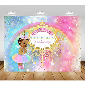 Mocsicka Unicorn Baby Shower Backdrop Princess Rainbow Sparkle Photography Background 7x5ft Vinyl African American Girl Party Backdrops Banner Decoration