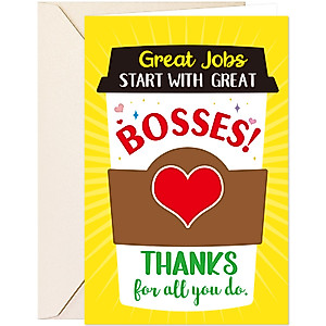 ceiba tree Boss's Day Card Thank You Card from Employees with Envelope Happy Boss Day Greeting Card for Leader Employer Men Women