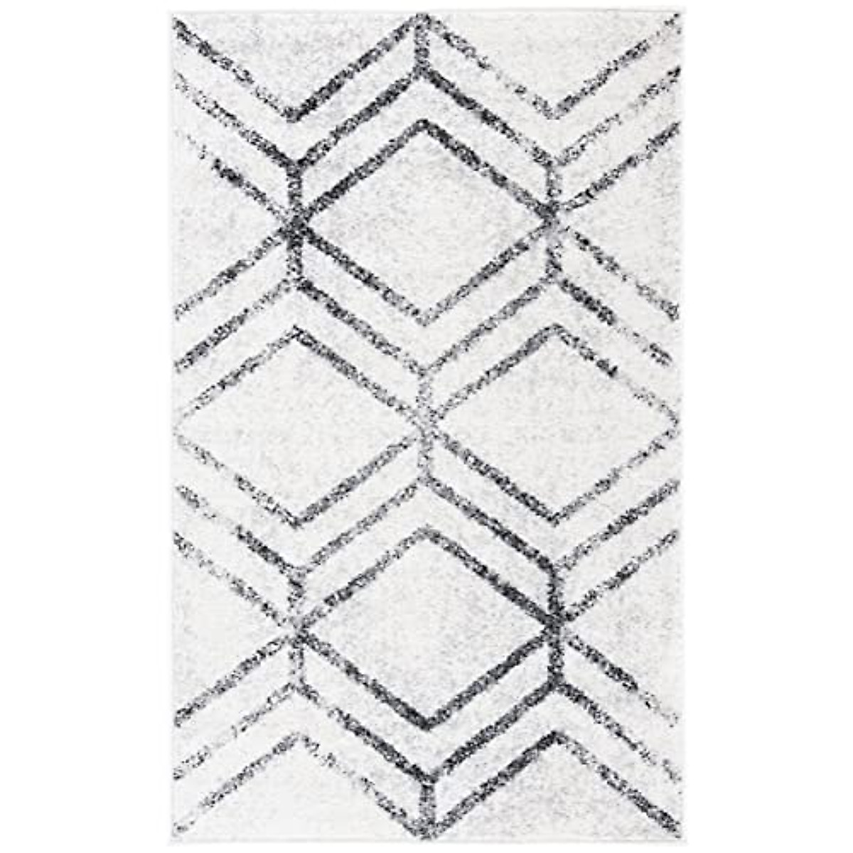 SAFAVIEH Adirondack Collection Accent Rug - 2'6" x 4', Ivory & Grey, Modern Geometric Distressed Design, Non-Shedding & Easy Care, Ideal for High Traffic Areas in Foyer, Living Room, Bedroom (ADR253A)