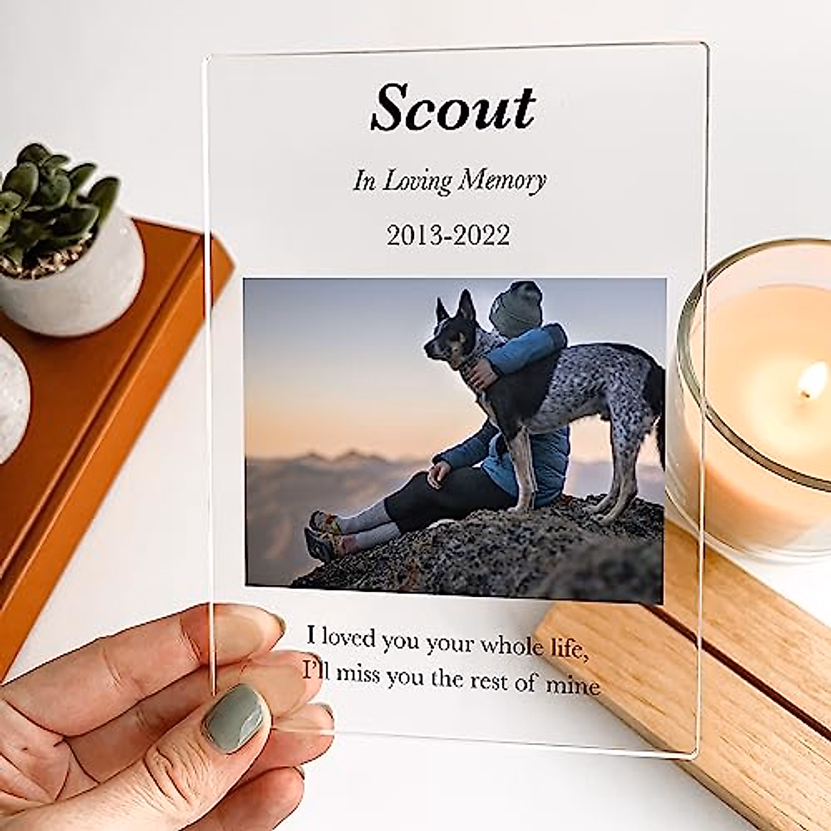 Custom Any Names Words & Picture Personalized Photo Frame Stand Bereavement Gift Sympathy Memorial Decor Sign Funeral In Loving Memory of Loved One Condolence Remembrance Loss Pet Owner Parent Dog Cat Lover