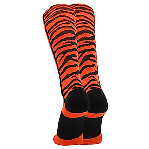 Crazy Socks with Safari Tiger Stripes Over the Calf Socks (Orange/Black, Small)