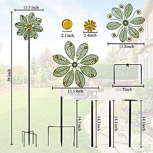 Stargarden Wind Spinner Outdoor,Metal Double Wind Sculpture Hollowed-Out Leaf Design for Yard and Garden 58 * 13.5 Inch
