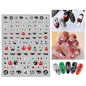 8 Sheets Halloween Nail Art Stickers Decals Self-Adhesive Pegatinas Uñas Cute Ghost Pumpkins Skull Spider Web Nail Supplies Nail Art Design Decoration Accessories