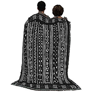 Pure Country Weavers Mud Cloth Blanket - African Style - African Cultural Gift Tapestry Throw Woven from Cotton - Made in The USA (72x54)