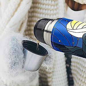 Abstract Bird Moon Night Stainless Steel Coffee Thermos, Double Walled Insulated Water Bottle for Outdoor Sports, Office, Car (17 OZ/500ML)