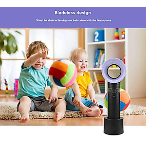 LZLRUN Protable Handheld Cooling Bladeless Fan USB Mini Fan Desktop Bladeless Fan Rechargeable Quiet 3 Gear (Black)