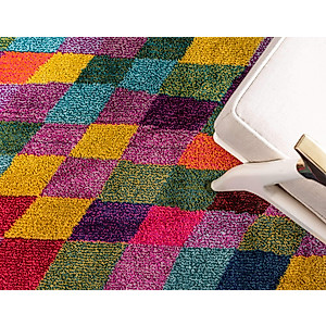 Unique Loom Estrella Collection Geometric, Abstract, Colorful, Modern, Eclectic Area Rug, 7 ft x 10 ft, Multi/Pink