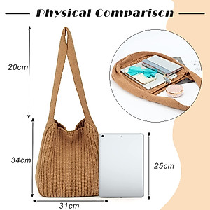 KUANG! Women's Hand Crocheted Tote Shoulder Bags Large Shopping Bag Handbag Plush Knitting Satchel Purses Travel Handbag