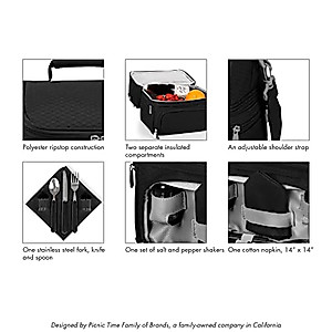 ONIVA - a Picnic Time brand, Pranzo Lunch Bag, Insulated Lunch Box with Picnic Set, Lunch Cooler Bag, (Red)