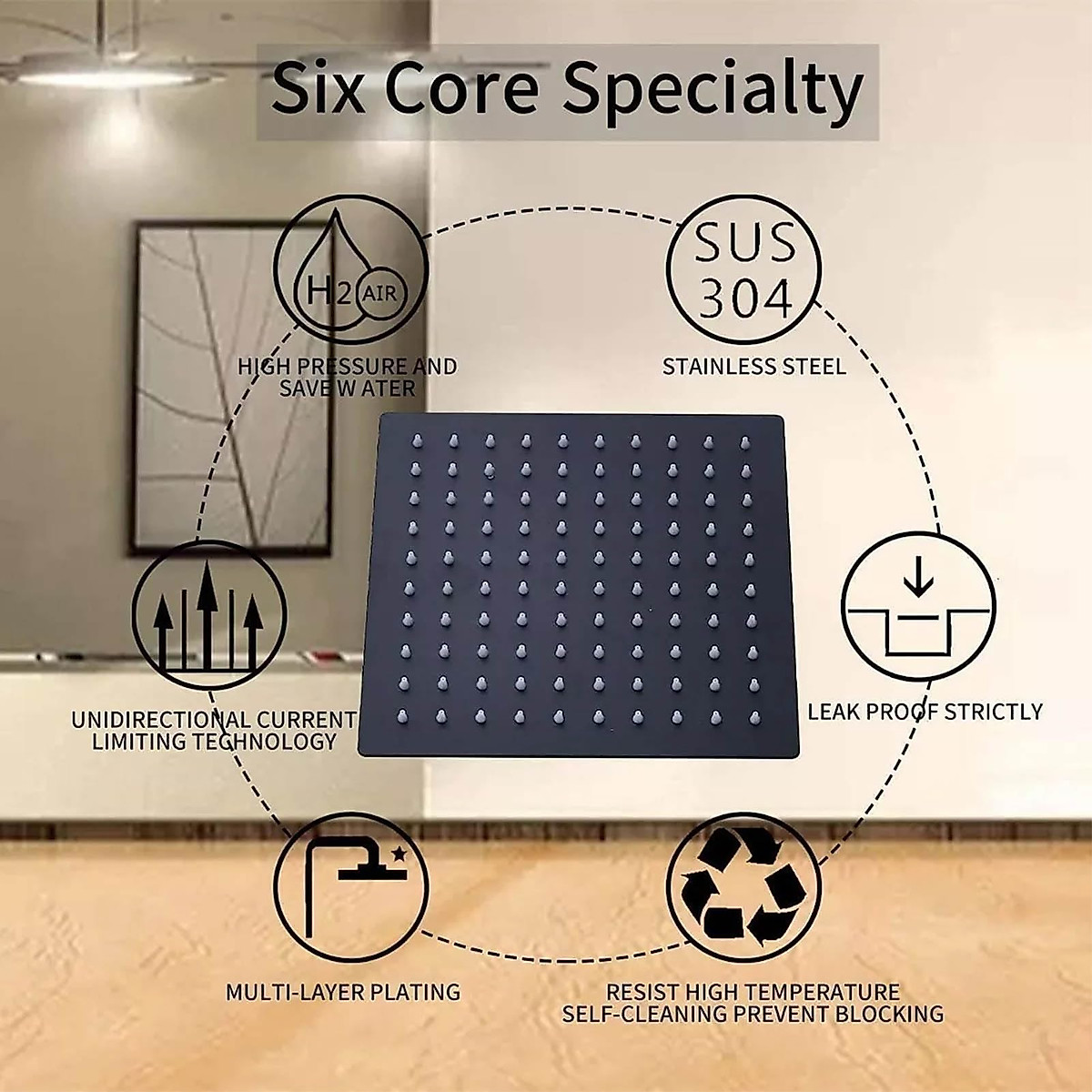 Topyond Bathtub Faucet Set,Shower System,Rain Shower Kit Square Single Handle in Wall Waterfall Shower Head Kit for Bathroom Home Black