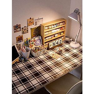 Taogift Self Adhesive Vinyl Black and White Plaid Shelf Drawer Liner Contact Paper Wallpaper for Cabinets Shelves Dresser Drawer Furniture Walls Crafts Decal Removable 17.7x98 Inches