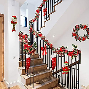 Mocoosy 6.3FT Red Berry Christmas Garland with Pine Cones and Poinsettia, Artificial Berries Garland Poinsettia Christmas Decorations for Indoor Outdoor Fireplace Winter Holiday Xmas Home Decor