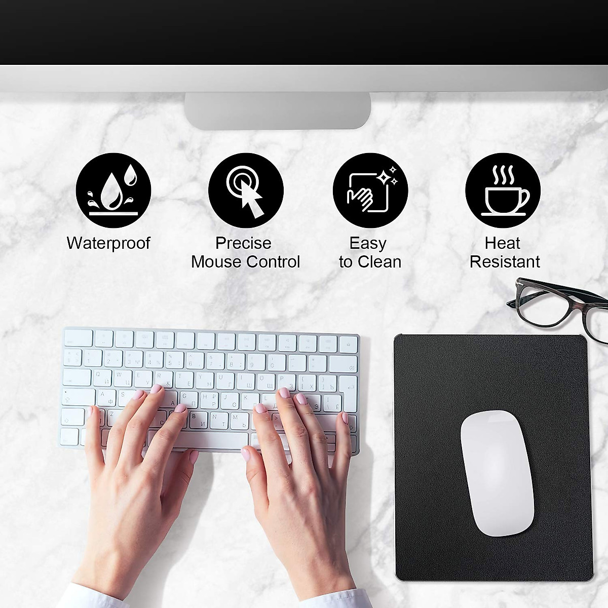 JEDIA Mouse Pad, Silver Hard Metal Aluminum Mouse Pad, Premium Dual-Side Waterproof Fast and Accurate Control Mousepad for Office, Home and Gaming, Small Size, 9"×7"