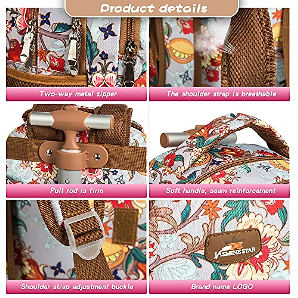 Jasminestar Rolling Backpack 18 inch Wheeled Kids Backpack with Lunch Bag and Pencil Case for Boys and Girls