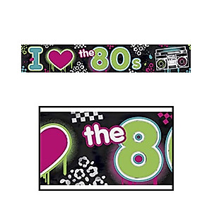 Amscan 80's Party Foil Banner, 25', Black