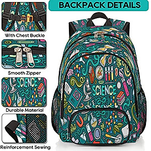 Elementary School Bags for Teens, Science Chemistry Kids Backpacks Educational Theme Lightweight Bookbags Waterproof Sturdy Schoolbag Daypack for Girls Boys
