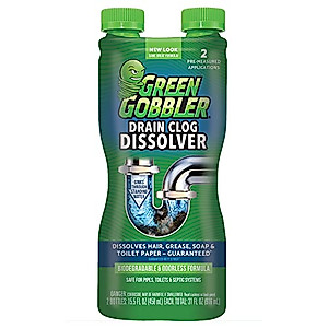 RIDGID 59802 K-6 DH Toilet Auger, 6-Foot & Green Gobbler Drain Clog Dissolver, Drain Opener-Cleaner,Toilet Clog Remover, 31 oz