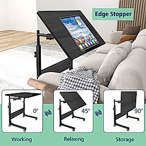 dreamlify 31.5" Home Office Desks Standing Adjustable Height Laptop Desk with Tilt Tabletop for Small Spaces Computer Table for Couch Bedrooms Mobile Rolling Portable Student Desk on Wheels - Black