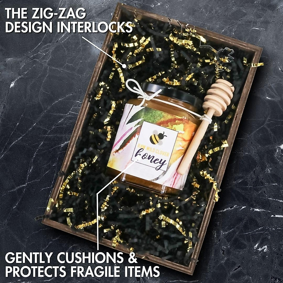 MagicWater Supply Crinkle Cut Paper Shred Filler (1/2 LB) for Gift Wrapping & Basket Filling - Red Gold