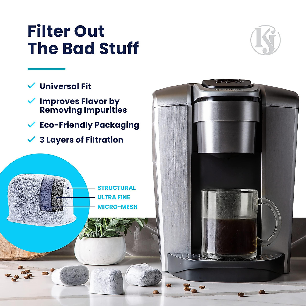 12 Pack Keurig Filter Replacement by - Compatible with Keurig Coffee Machine (2.0 and older)