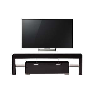 Ugijei Black LED TV Stand for 75 Inch TV, Modern Media Console with Storage, High Gloss TV Table for Bedroom, Living Room