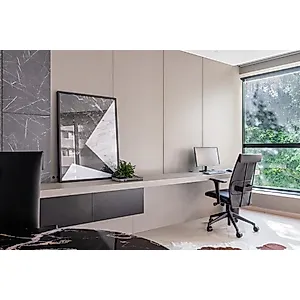 Leef Leather Desk Chair, Ergonomic Office Chair with Adjustable Arms for Laptop, Standing Desk Chair, 24/7 Comfort (Black)