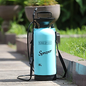 CLICIC Lawn and Garden Portable Sprayer 2 Gallon/8 L- Pump Pressure Sprayer Includes Shoulder Strap Blue.